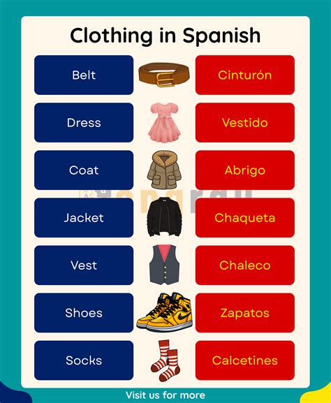 45 Names Of Clothing In Spanish With Pictures Engrdu