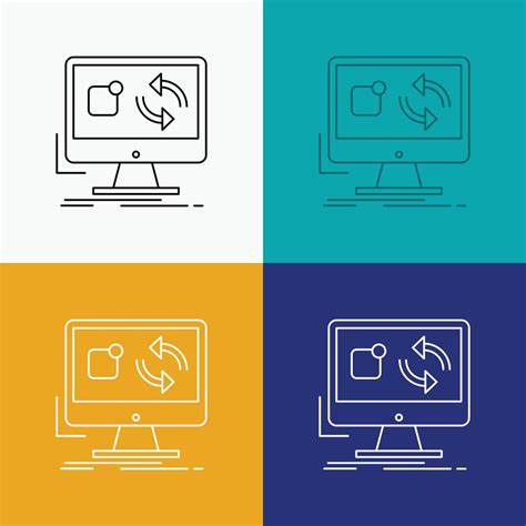 Update App Application Install Sync Icon Over Various Background Line Style Design