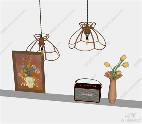 现代复古彩色玻璃小吊灯su模型下载【id 1137840617】 知末su模型网