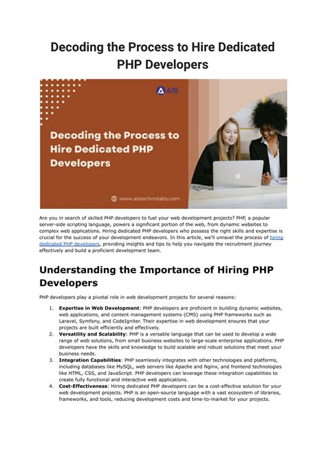 Ppt Decoding The Process To Hire Dedicated Php Developers Powerpoint Presentation Id13102710