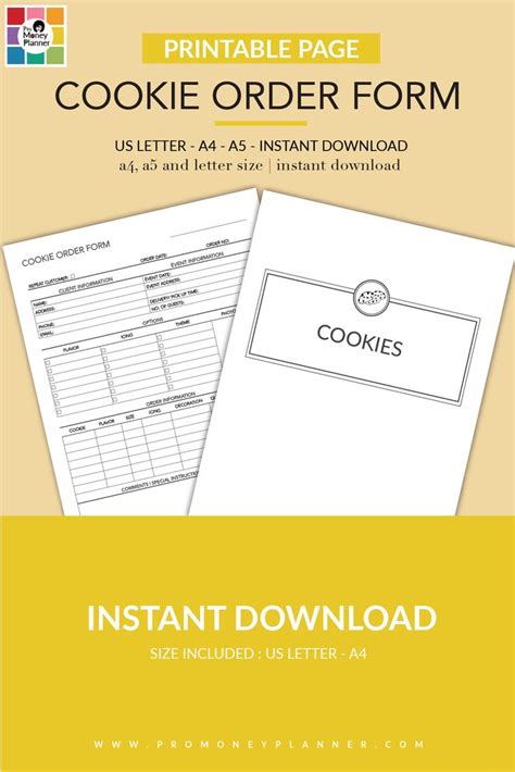 Bread Order Form Printable Instant Download For Baking Business