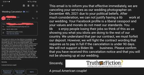 Email To Cancel A Wedding Contract Truth Or Fiction