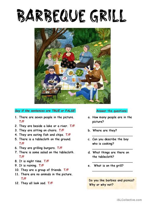 Barbecue Grill English Esl Worksheets Pdf And Doc