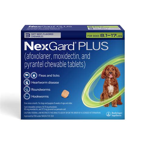 Nexgard Plus Flea Tick And Heartworm Chewable For Dogs 81 17 Lbs Beef