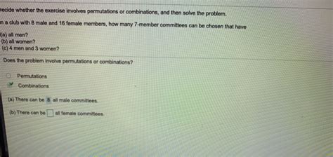 Solved Decide Whether The Exercise Involves Permutations Or