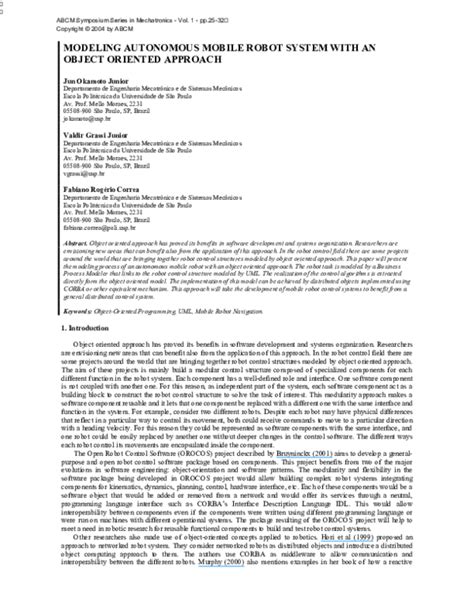 pdf modeling autonomous mobile robot system with an object oriented