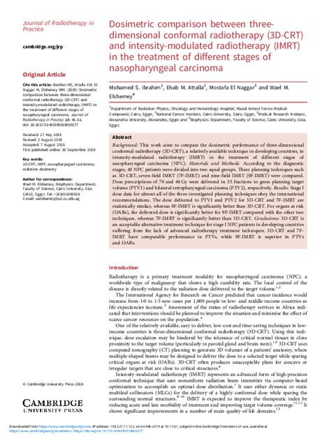 Pdf Dosimetric Comparison Between Three Dimensional Conformal Radiotherapy 3d Crt And