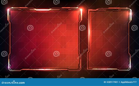 Abstract Futuristic Background Of Red Glowing Technology Sci Fi Frame Hud Ui Stock Vector