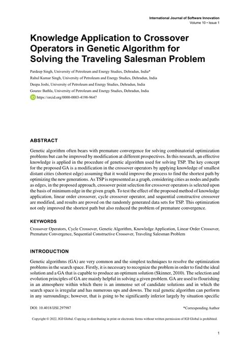 Pdf Knowledge Application To Crossover Operators In Genetic Algorithm