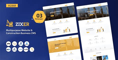 Zixer Multipurpose Website And Construction Business Company Cms Php