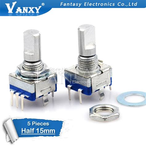5pcs Half Axis Rotary Encoder Handle Length 15mm Code Switch Ec11