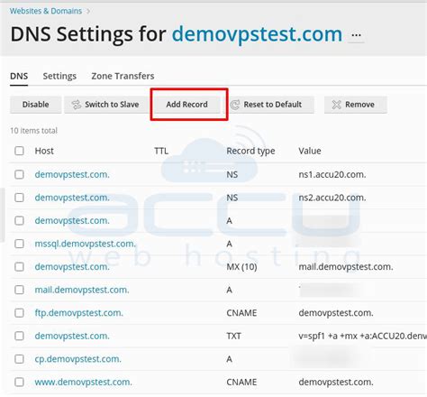 How To Add Or Edit DNS Records For A Domain In Plesk Control Panel AccuWebHosting