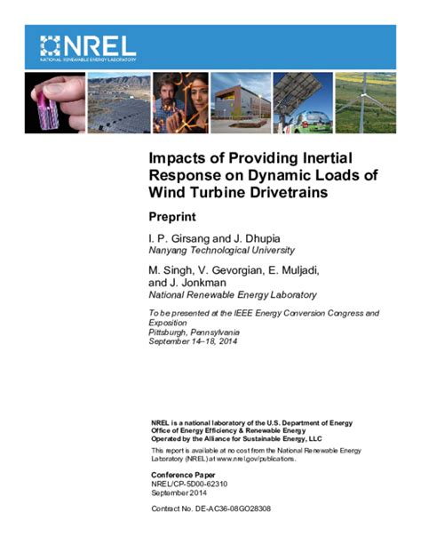 Pdf Impacts Of Providing Inertial Response On Dynamic Loads Of Wind Turbine Drivetrains