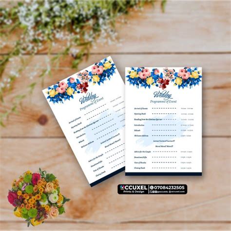 Get Custom A5 Wedding Program Design And Printing Design And Printing Company In Kwara State