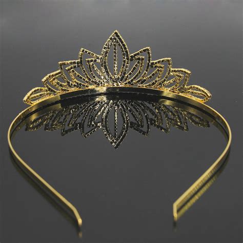 Badu Bg Нова мода Златна корона Булчинска тиара Гребен Кристални украшения за коса Диадеми и