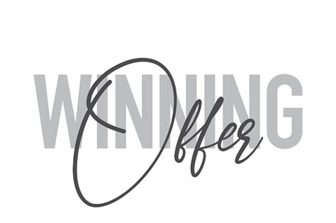 회색 색상의 톤에 승리 제안이라는 말의 현대적이고 간단하고 최소한의 타이포그래피 디자인 시원하고 도시적이며 트렌디하고 장난기 넘치는 그래픽 벡터 아트 개념에 대한 스톡 벡터