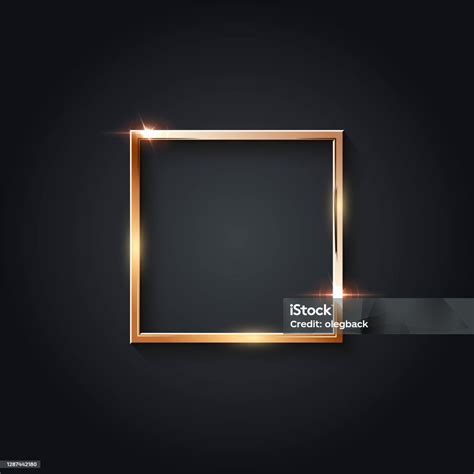 회색 배경에 그림을위한 황금 사각형 프레임 사진 그림 카드 또는 사진을 위한 빈 공간입니다 3d 사실적인 현대 템플릿 벡터