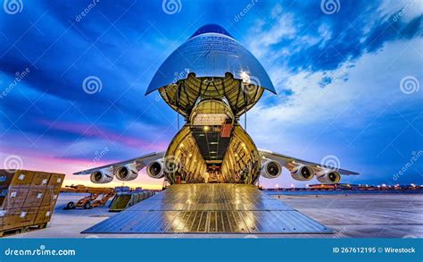 Largest Antonov An225 Airplane With Opened Back Part At The Cargo Bay