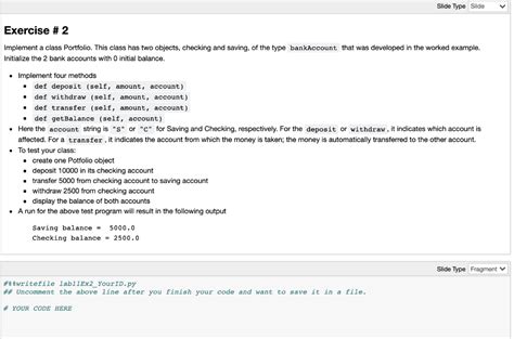 Solved Slide Type Slide Exercise 2 Implement A Class
