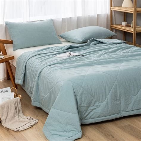 Ntcoco Summer Lightweight Comforter Set Thin Quilt 100 Washed Cotton