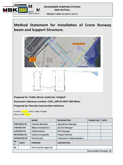 Method Statement Template Pdf Safety Specification Technical Standard