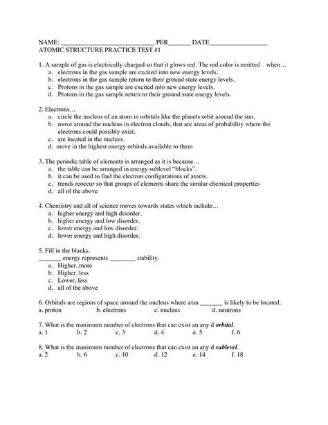 Solution Atomic Structure Test Studypool