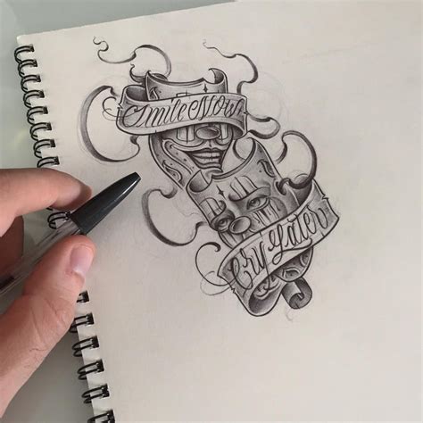 Outline Smile Now Cry Later Tattoo Designs Music Tattoo Ideas