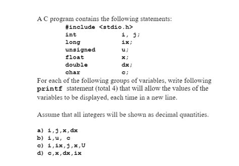 Solved Ac Program Contains The Following Statements