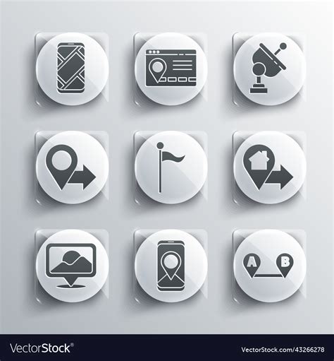 Set City Map Navigation Route Location Location Vector Image