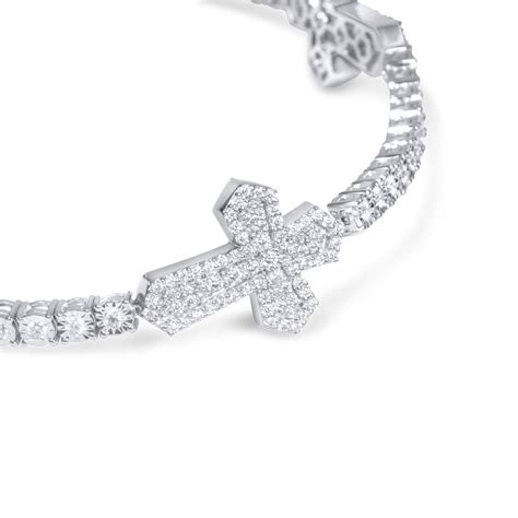 10k White Gold Diamond Cross Bracelet 225 Ctw Nyc Luxury