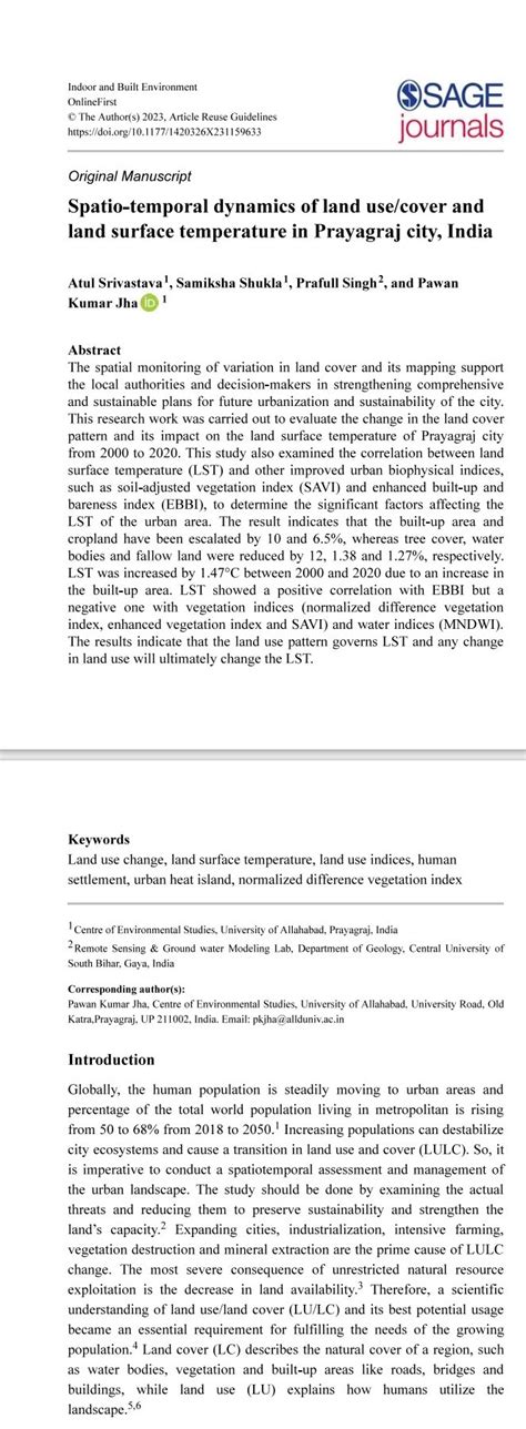 Pdf Spatio Temporal Dynamics Of Land Usecover And Land Surface