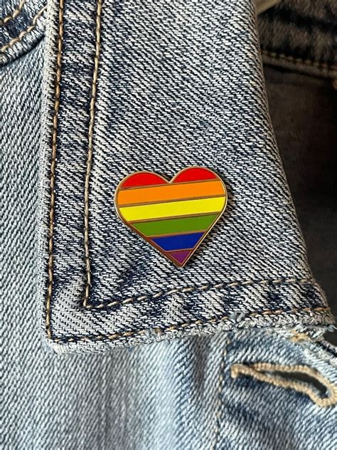 Gay Pride Hard Enamel Pin Lgbtq Pride Flag Heart Pin For Etsy