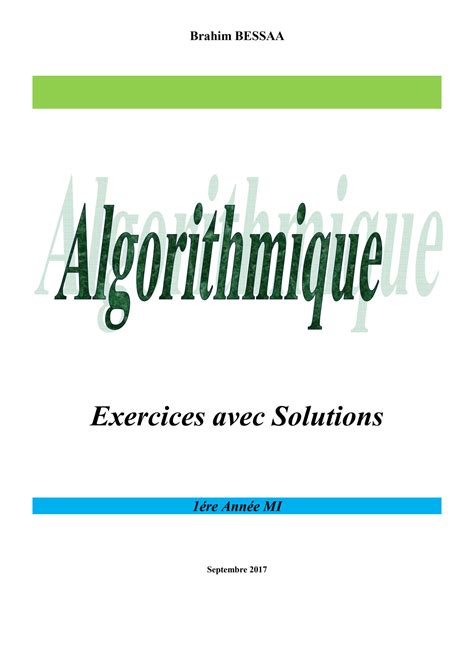 SOLUTION Algorithme exercices corrigées Studypool
