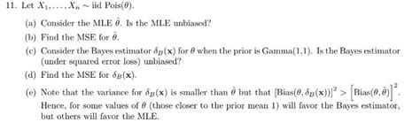Solved Let X Xn iid Pois θ a Consider the MLE θ Chegg com