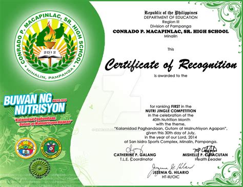 Nutrition Month Certificate By Iamcarloluna On Deviantart