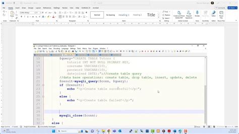 Php And Mysql 2 Database Operations Create Table Youtube