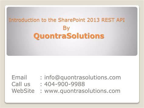 Introduction To Sharepoint 2013 Rest Api Ppt