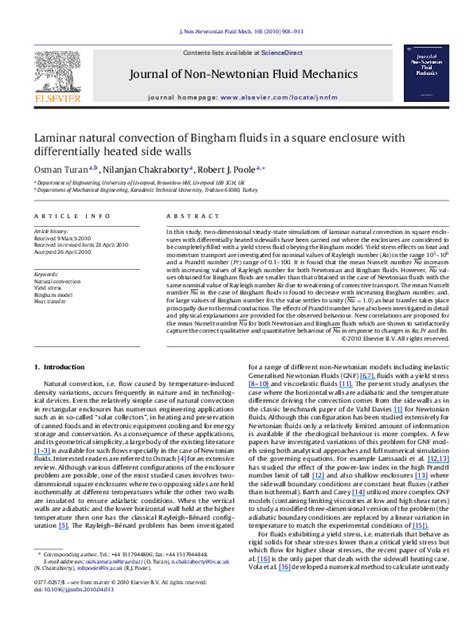 Pdf Laminar Natural Convection Of Bingham Fluids In A Square Enclosure With Differentially