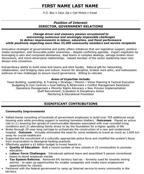 Director Government Relations Resume Sample And Template