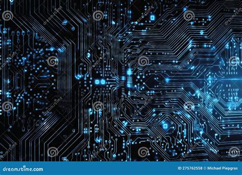 Abstract Circuit Design Of A Computer Board Created With Generative Ai Technology Stock