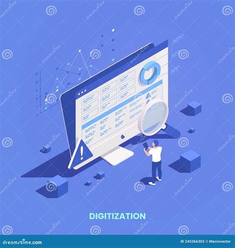 Digitalization Isometric Composition Stock Vector Illustration Of Futuristic Digital 245366303