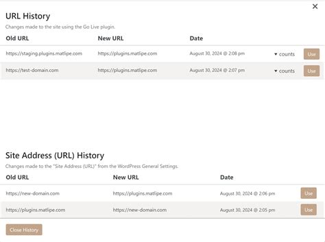 Go Live Update Urls Pro Site Address History Onpoint Plugins