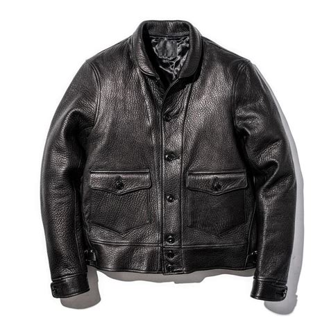 Buy Our Black Grain Leather Jacket For Men With Button