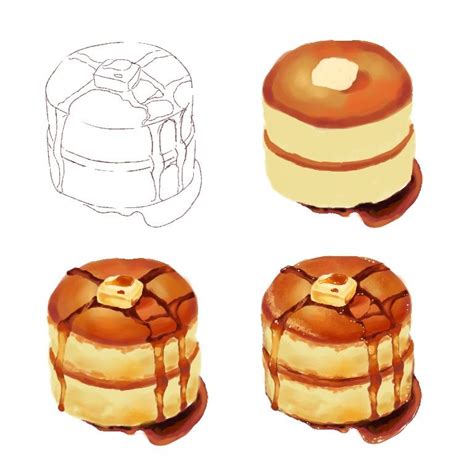 IG Blue Illustration Digital Pancake Art Step By Step Tutorial Food Illustrations