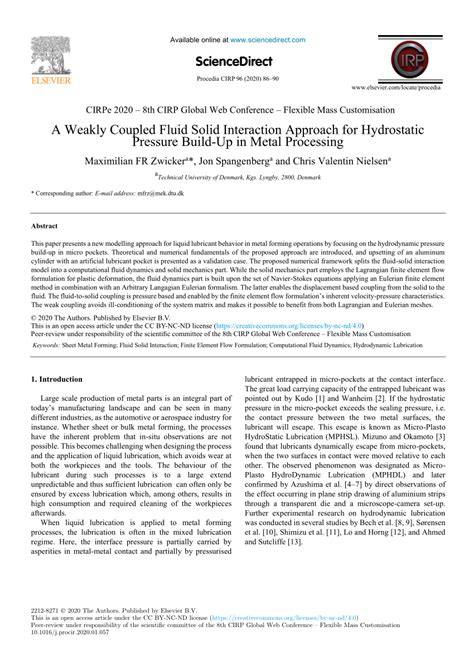Pdf A Weakly Coupled Fluid Solid Interaction Approach For Hydrostatic