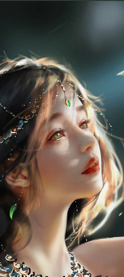 鬼刀公主 绿色眼睛 花瓣网