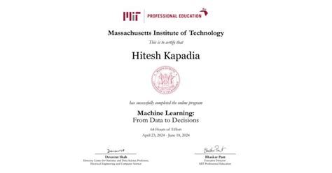 Hitesh Kapadia On Linkedin Machine Learning From Data To Decisions • Hitesh Kapadia • Mit