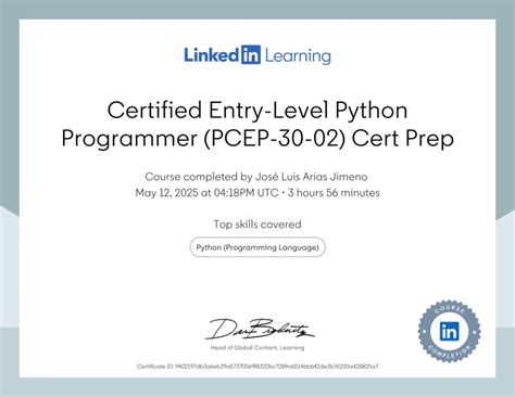 Just Finished The Course “certified Entry Level Python Programmer Pcep