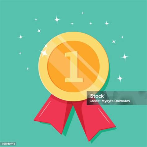 처음부터 빨간 리본 골드 메달입니다 트로피 우승 수상에 고립 된 배경 황금 배지입니다 1위에 대한 스톡 벡터 아트 및 기타 이미지 Istock
