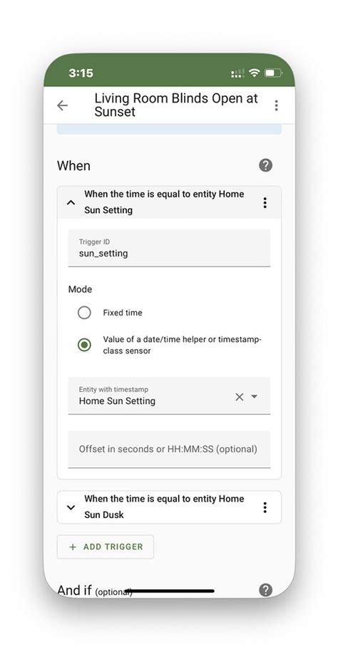 Sunset Sunrise Condition And Offset Configuration Home Assistant Community